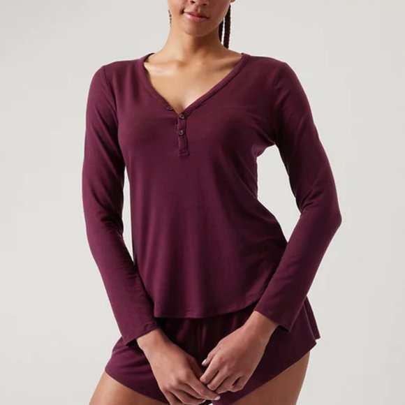 Athleta | Intimates & Sleepwear | Athleta Deep Burgundy Henley ...